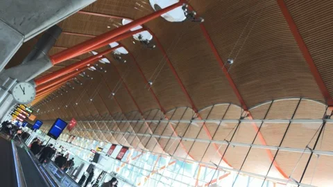 Riding an express walkway in modern airp... | Stock Video | Pond5