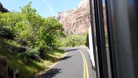 Riding the shuttle bus through Zion nati... | Stock Video | Pond5
