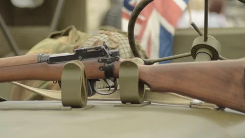 Rifle on army vehicle with Union Jack fl... | Stock Video | Pond5