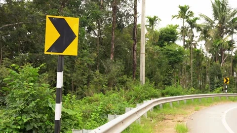 right turn on curve Road signs | Stock Video | Pond5
