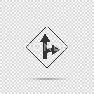 Right turn split sign on transparent background: Royalty Free #104265430