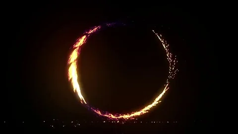Ring of Fire and Sparks Spinning Fast on... | Stock Video | Pond5