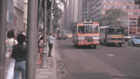 Rio de Janeiro - 1977: public city buses... | Stock Video | Pond5