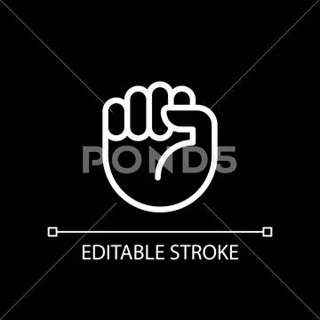 Riot fist pixel perfect white linear icon for dark theme: Graphic ...