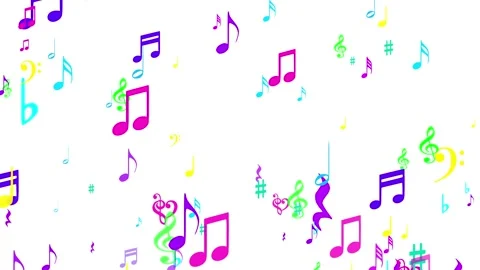 Rising colorful music notes. Exploding i... | Stock Video | Pond5