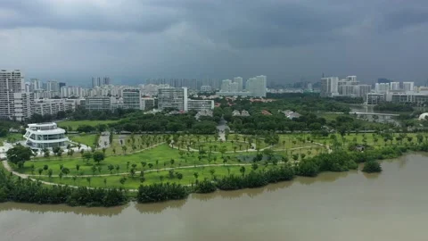 rising crane drone shot of ultra modern ... | Stock Video | Pond5