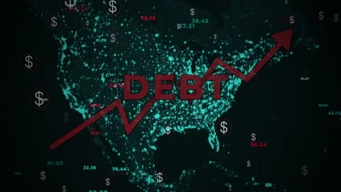Rising Debt Graphic Animation Over North... | Stock Video | Pond5