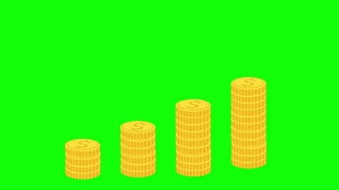 Rising Golden Coins Stacks on Green scre... | Stock Video | Pond5
