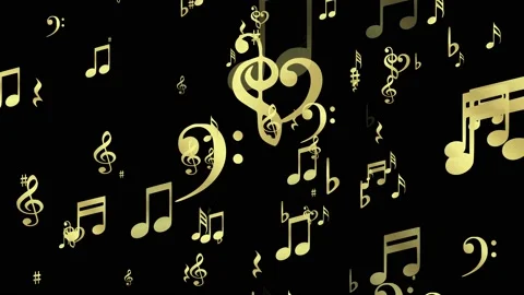 Rising golden music notes. Exploding ico... | Stock Video | Pond5