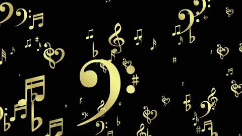 Rising golden music notes. Exploding ico... | Stock Video | Pond5