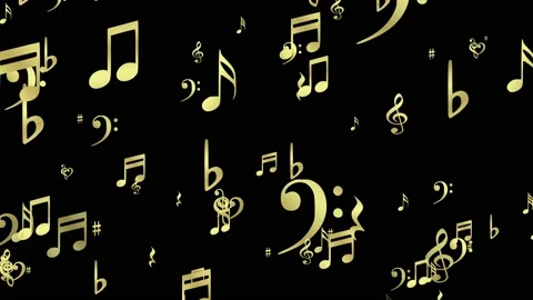 Rising golden music notes. Exploding ico... | Stock Video | Pond5