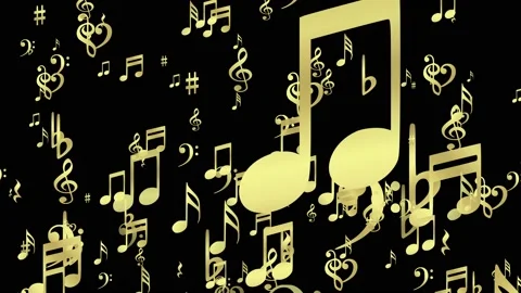 Rising golden music notes. Exploding ico... | Stock Video | Pond5