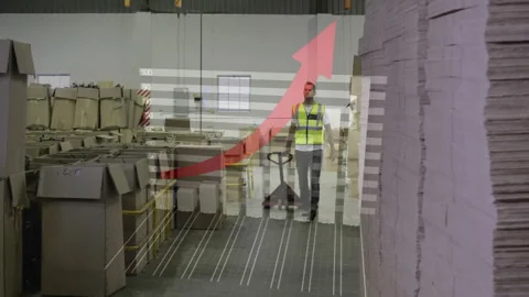 Rising graph animation over worker movin... | Stock Video | Pond5