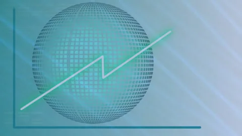 Rising line graph animation over globe w... | Stock Video | Pond5
