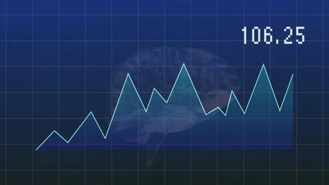 Rising line graph animation over brain i... | Stock Video | Pond5
