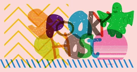 Risograph Spooky Ghost word animation. | Stock Video | Pond5