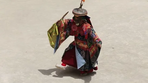 Ritual Cham dance mask in the monastery ... | Stock Video | Pond5