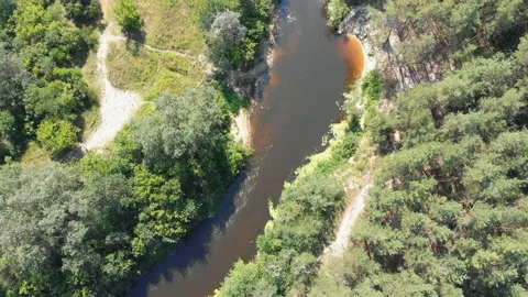 The river bed is a top view from the dro... | Stock Video | Pond5