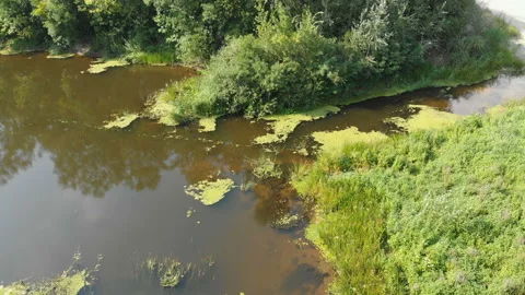 The river bed is a top view from the dro... | Stock Video | Pond5