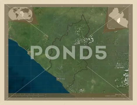River Cess, Liberia. High-res satellite. Labelled points of cities ...