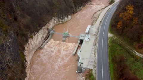 River flood, aerial drone view. Flooded ... | Stock Video | Pond5