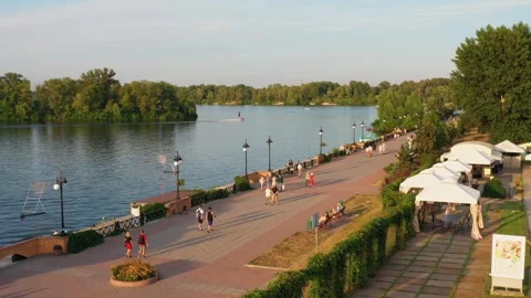 River scape with summer city quay embank... | Stock Video | Pond5