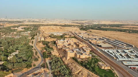 Riyadh, Al Diriyah: Aerial view of outsk... | Stock Video | Pond5