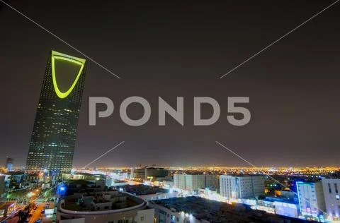 Riyadh City Capital of Saudi Arabia Skyline at Night Stock Image #95224401