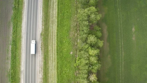 Road and field top view. top view, aeria... | Stock Video | Pond5