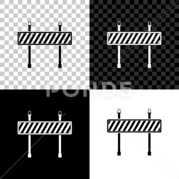 Road barrier icon on black, white and transparent background. Symbol of ...