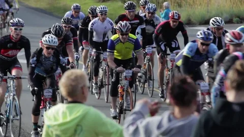 Road Bike Race Group People Cheering | Stock Video | Pond5
