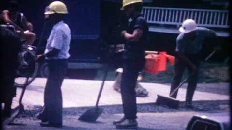 Vintage Footage Of Construction Workers Stock Video Footage | Royalty ...