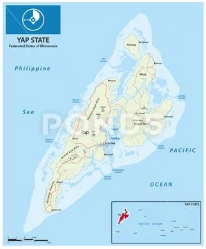 Road map of the island of Yap, Federated States of Micronesia ~ Clip ...