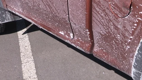 Road salt on vehicle causing rust and co... | Stock Video | Pond5