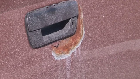 Road salt on vehicle causing rust and co... | Stock Video | Pond5