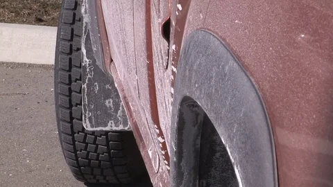 Road salt on vehicle causing rust and co... | Stock Video | Pond5