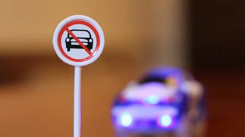 road sign prohibiting the passage of car... | Stock Video | Pond5
