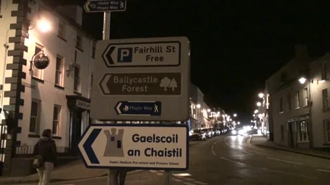 Road signs of a small Irish village | Stock Video | Pond5