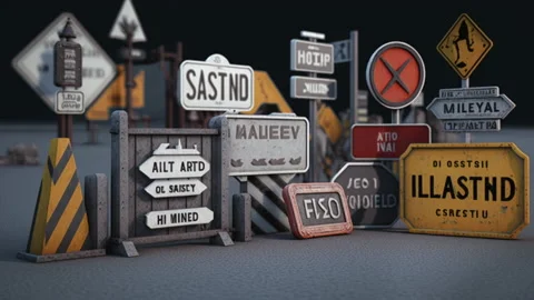 Road Symbol Signs and Panels, Traffic Sy... | Stock Video | Pond5