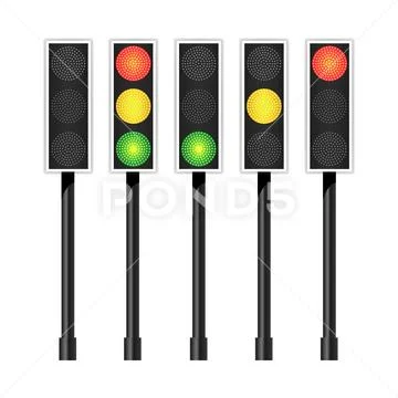 Road Traffic Light Vector. Realistic LED Panel. Sequence Lights Red ...