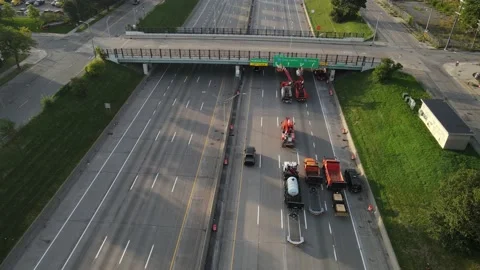 Road Workers Putting Route Signage On Ov... | Stock Video | Pond5