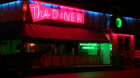 A roadside diner at night. | Stock Video | Pond5