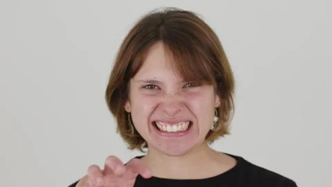 roar, girl, funny faces, making faces po... | Stock Video | Pond5