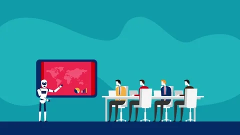 Robot ai doing business presentation | Stock Video | Pond5