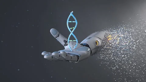 Robot android hand with cyber DNA | Stock Video | Pond5