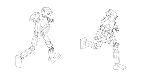 Robot android run cycle. Isometric front... | Stock Video | Pond5