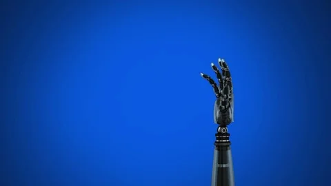 Robot arm on a blue background | Stock Video | Pond5