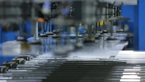 robot arm puts sheet metal into rolling ... | Stock Video | Pond5