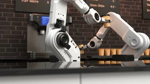 Robot barista making coffee, Robotic arm... | Stock Video | Pond5