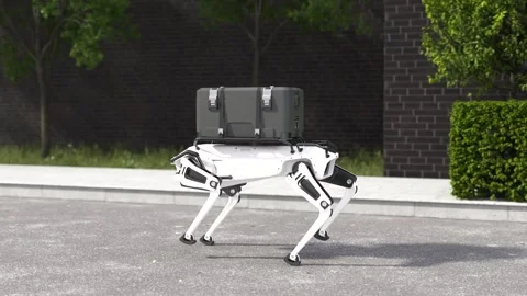 Robot dog delivering goods, Delivery rob... | Stock Video | Pond5